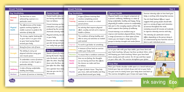 Twinkl Move PE- Year 6 Circuit Training: Knowledge Organiser