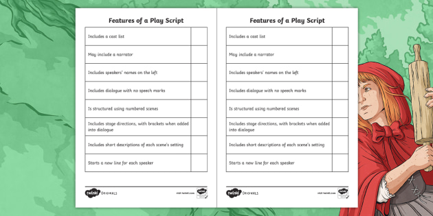 Features Of A Play Script Checklist