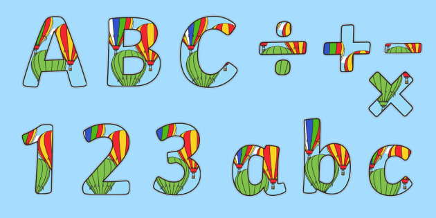 Hot Air Balloon Themed Display Lettering - Hot Air Balloon Themed Display