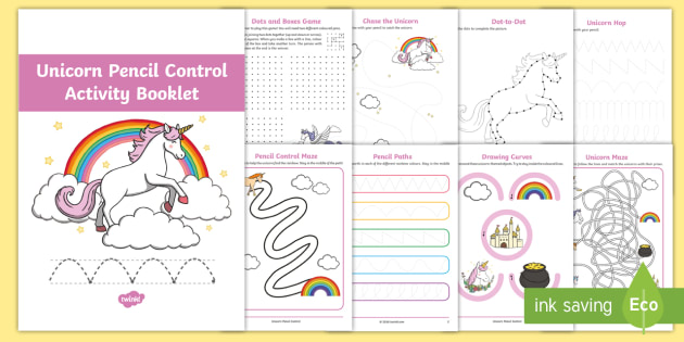 Unicorn Themed Pencil Control A5 Activity Booklet