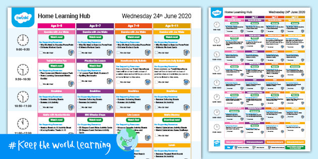 Home Learning Hub Daily Plan Wednesday 24th June