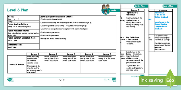 Adding -es to Words Ending in 'y' Lesson Plan - Level / Phase 6 Week 3 ...