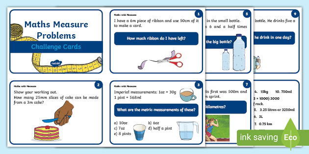 Maths Measure Problems Challenge Cards (teacher made)