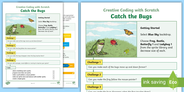 Catch the Bugs Scratch Worksheet (teacher made)