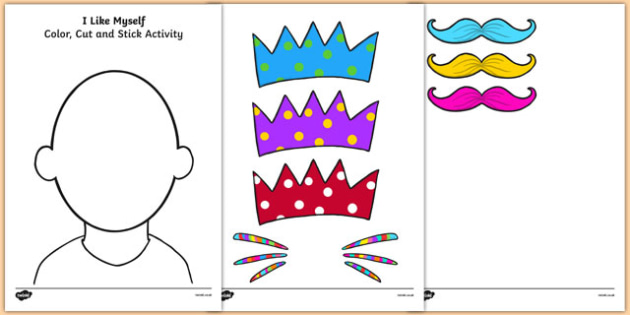 I Like Myself Color, Cut, and Stick Activity - i like myself, all about me