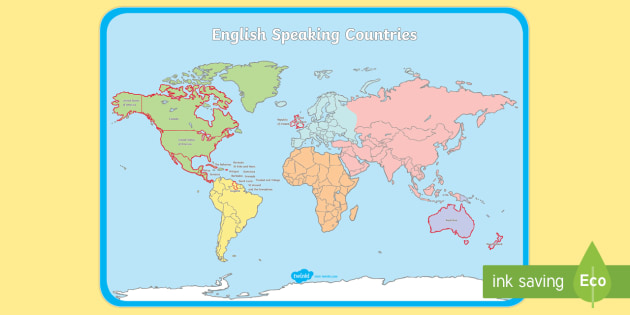 * NEW * English Speaking Countries Map - EAL, English as an