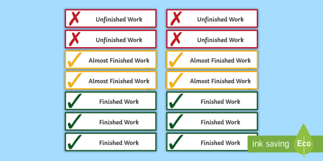 Pupil Work Sorting Tray Labels (teacher made)