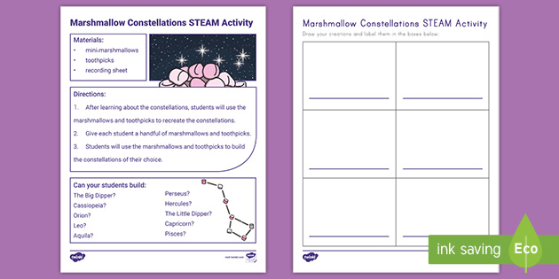 Marshmallow Constellations STEAM Activity (teacher made)