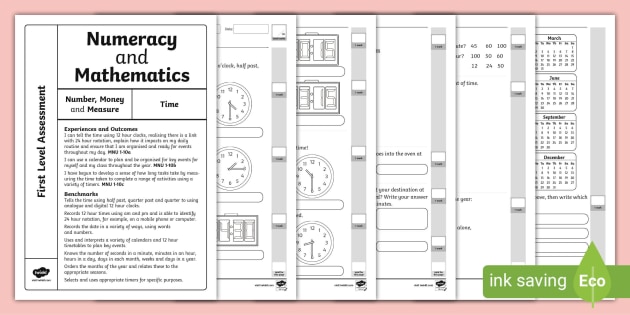 First Level Time Assessment Cfe Numeracy And Mathematics