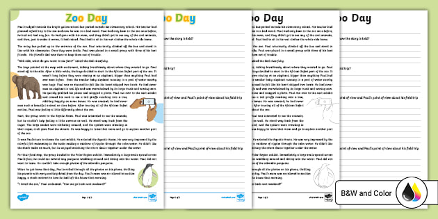 Zoo Day Point of View Read and Respond Activity