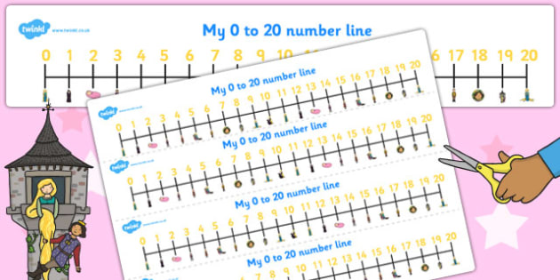 Rapunzel Number Lines 0-20 - number lines, rapunzel, 0-20, number