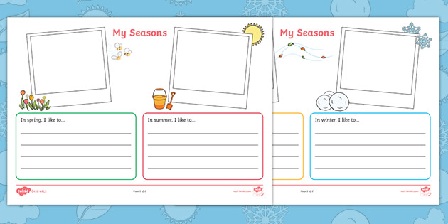 My Seasons Simple Writing Worksheets (teacher made)