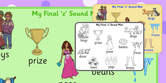 Final 'Z' Sound Word Mat 2 (teacher made)