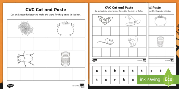 Halloween Color Cut And Paste Activities
