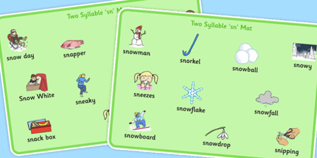 Two Syllable Sn Word Mats Teacher Made