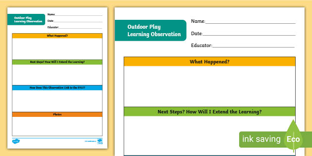 Outdoor Play Learning Observation Template