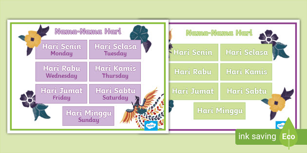 Days of the Week Word Mat Indonesian (teacher made)