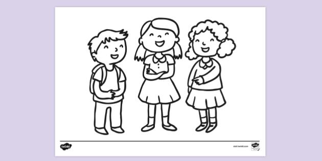 FREE! - School Children Colouring | Colouring Sheets