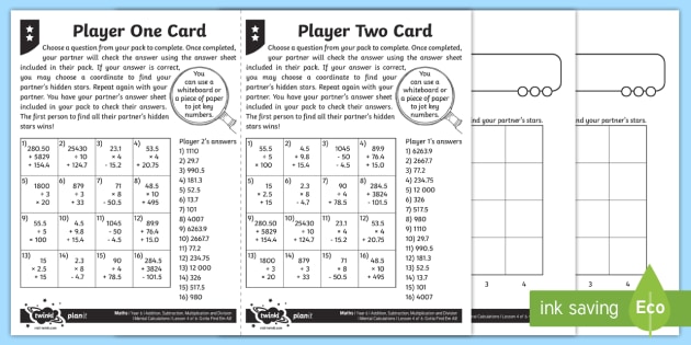 Differentiated Mental Calculation Find and Sink Game