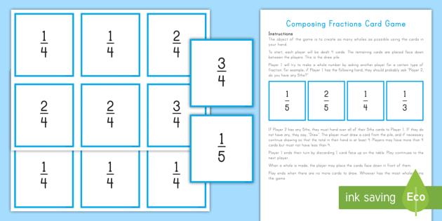 Decomposing and Composing Fractions Card Game