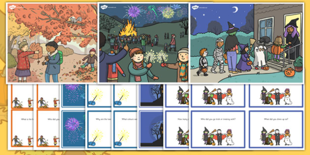 Autumn Scenes and Question Cards PDF Pack - Teacher made