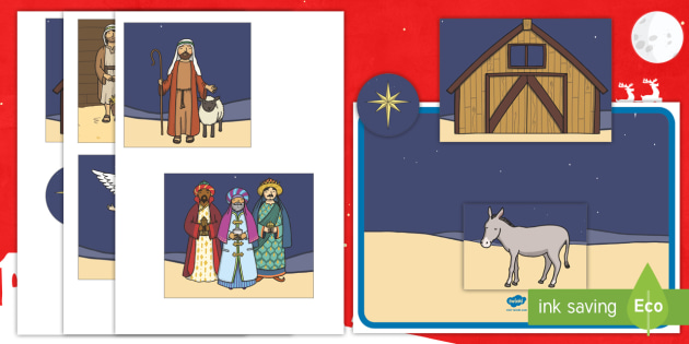 Nativity Christmas Story Scene Cutting Skills Activity