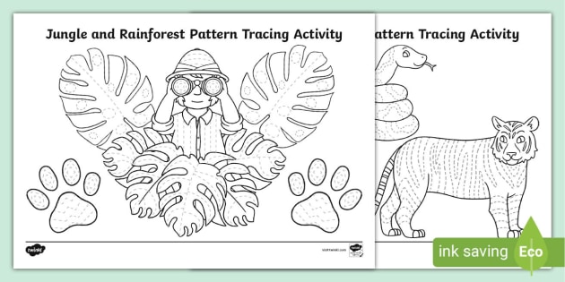 Jungle and Rainforest Pattern Tracing Activity