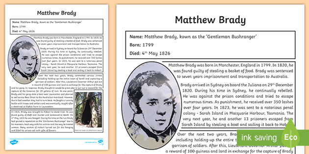 Matthew Brady Fact File
