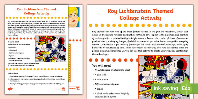 KS2 Roy Lichtenstein Themed Collage Activity (teacher made)