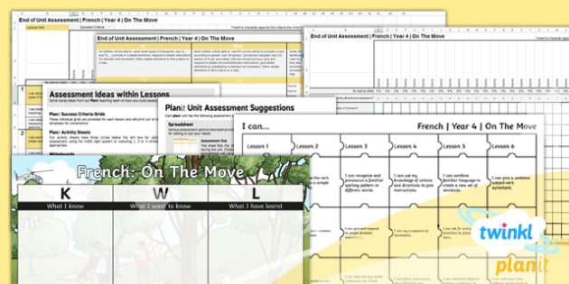 French: On the Move Year 4 Unit Assessment Pack