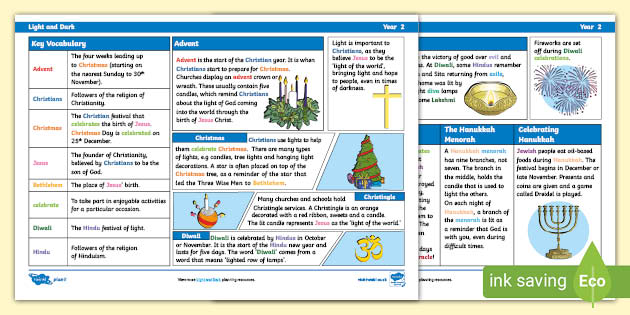 RE Knowledge Organiser: Light and Dark Y2 (teacher made)