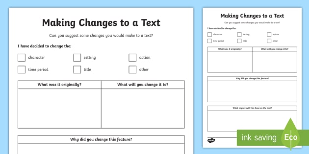 Making Changes to a Text Worksheet / Worksheet