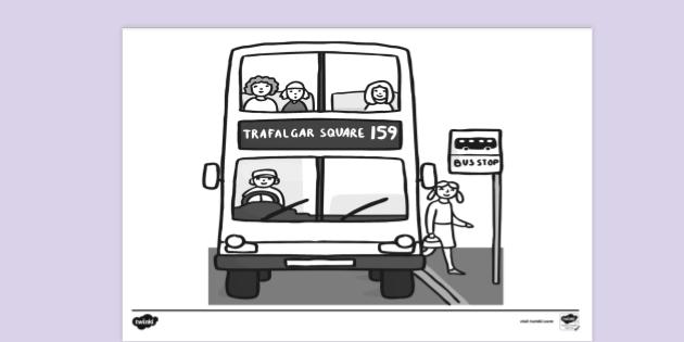 FREE! - bus station Colouring | Colouring Sheets