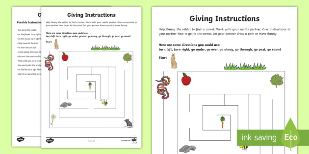 Giving Instructions: Help Bunny! Worksheet / Worksheet
