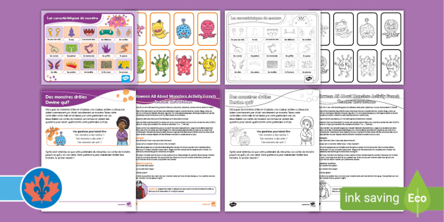 All About Monsters Activity French (teacher made)