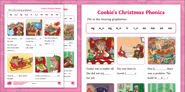 Cookie's Christmas Phonics Phase 5 Worksheet | Twinkl