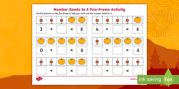 👉 Number Bonds to 5 Chinese New Year Five-Frame Activity