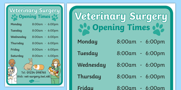 Vets Surgery Opening Times (teacher made)