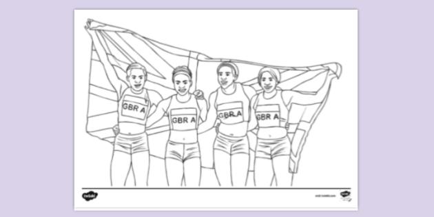 FREE! - British Relay Team Colouring | Colouring Sheet