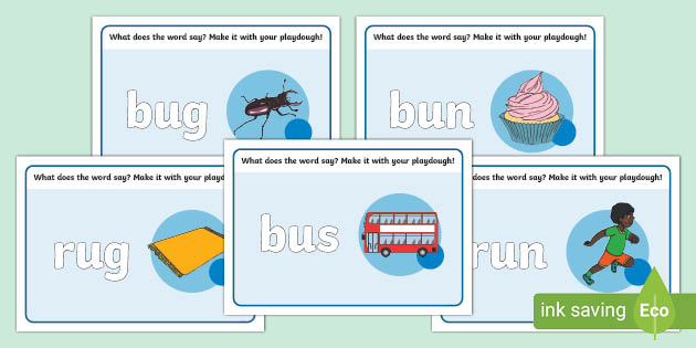 CVC Word Playdough Mats (u) (Teacher-Made)