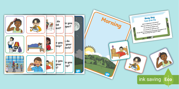 Time of the Day Busy Bag Prompt Card and Resource Pack