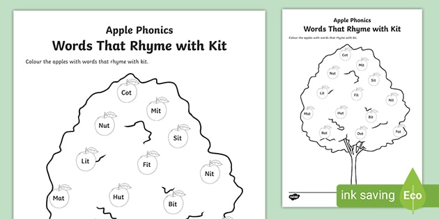 Apple Phonics - Words that Rhyme with Kit (teacher made)