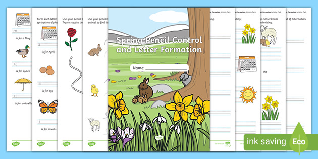 Spring Pencil Control & Letter Formation Handwriting Activity Booklet