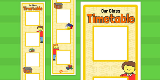 Building Brick Themed Vertical Visual Timetable Display