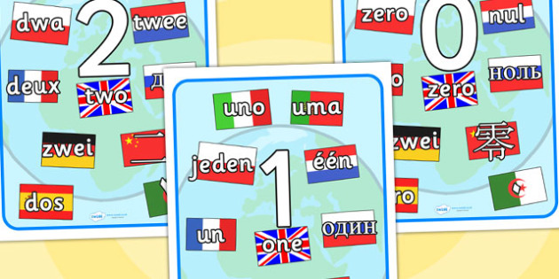 Numbers 0 20 Mixed Languages Display Posters - 0-20, posters