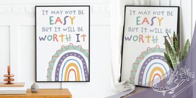 It May Not Be Easy Growth Mindset Inspirational Poster