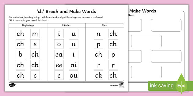 ‘ch’ Words Phonics Worksheet | CfE Primary Resources