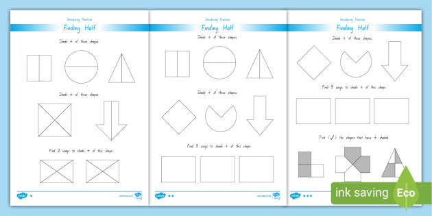 Introducing Fractions Finding Half Differentiated Worksheet