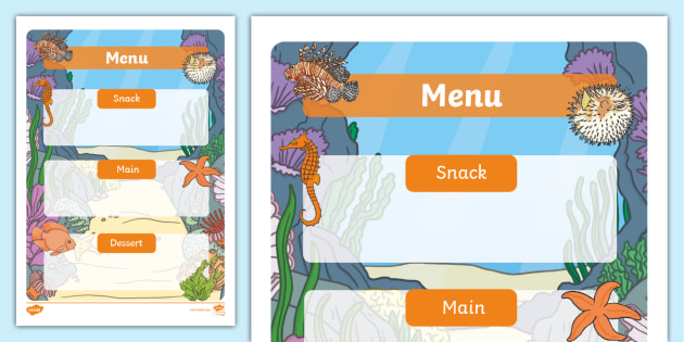 Under the Sea Themed Editable Menu - Twinkl - KS1