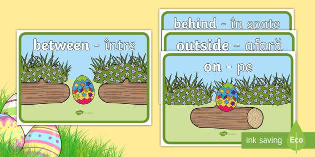 Easter Egg Positional Language Display Posters English/Romanian ...